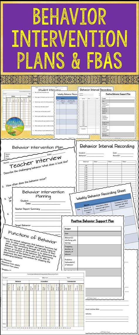 Behavior Intervention Plans And Functional Behavior Assessment Forms Bip And Fba Behavior