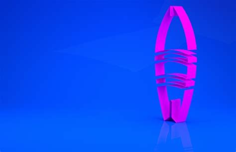 파란색 배경에 격리 된 핑크 서핑 보드 아이콘입니다 서핑 보드 익스트림 스포츠 스포츠 장비 미니멀리즘 개념 3d 일러스트레이션 3d 렌더링 3차원 형태에 대한 스톡 사진 및