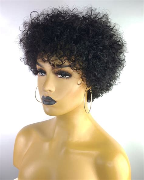 Tapered Afro Curly Remy Wig 6
