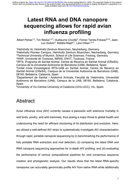 Pdf Latest Rna And Dna Nanopore Sequencing Allows For Rapid Avian Influenza Profiling