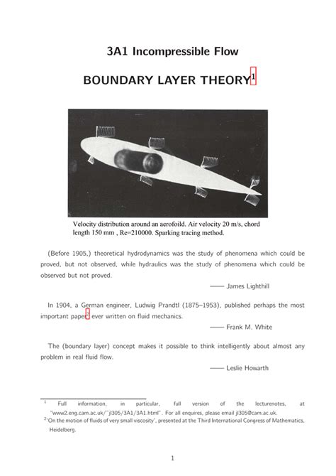 3a1 Incompressible Flow Boundary Layer Theory