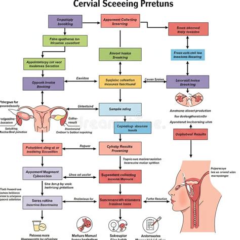 Flowchart Illustrating Cervical Screening Processes With Intentionally Misspelled Text Stock