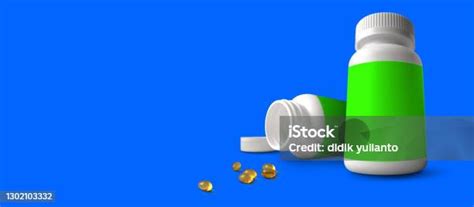 의료 캡슐 정제 알 약 젤 또는 사탕 항아리 3d 렌더링 디자인 요소에 적합합니다 파란색 배경에 격리됩니다 0명에 대한 스톡 사진 및 기타 이미지 Istock