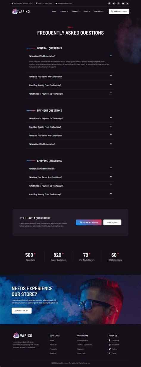 Vapixo Vape Store Elementor Pro Template Kit Wp Template Kits Ft Accessories And Cigarette