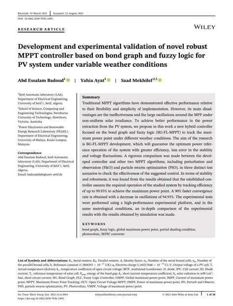 Development And Experimental Validation Of Novel Robust Mppt Controller