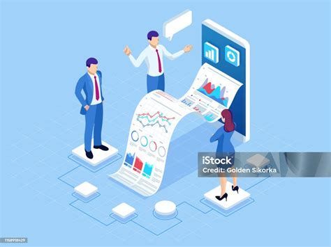 비즈니스 분석 분석 연구 전략 통계 계획 마케팅 성과 지표 연구의 아이소메트릭 개념 증권투자 스마트투자 전략적 경영 개념에 대한 스톡 벡터 아트 및 기타 이미지 Istock
