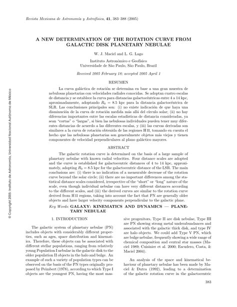 Pdf A New Determination Of The Rotation Curve From Galactic Disk