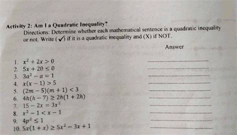 Activity 2 Am I A Quadratic Inequality Studyx