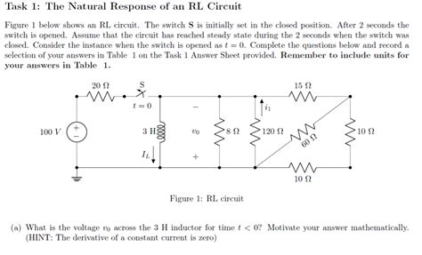 Solved Task The Natural Response Of An RL Circuit Figure Chegg Com
