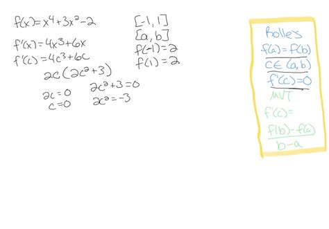 SOLVED Check The Hypotheses Of Rolle S Theorem And The Mean Value Numerade