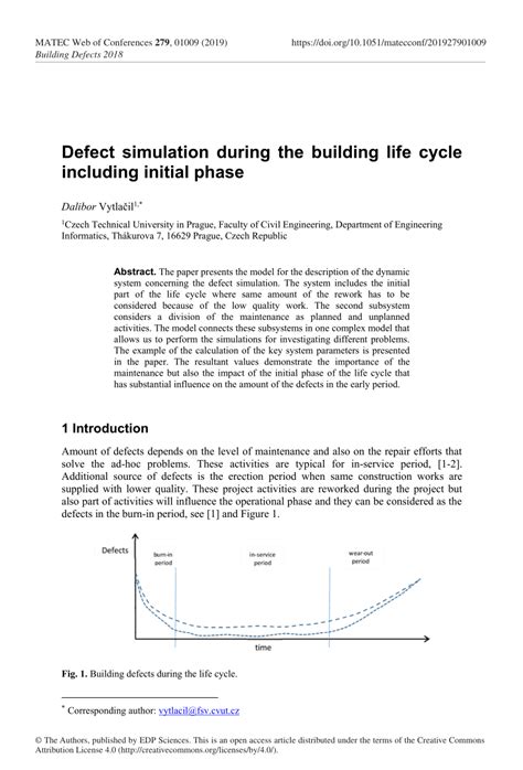 Pdf Defect Simulation During The Building Life Cycle Including
