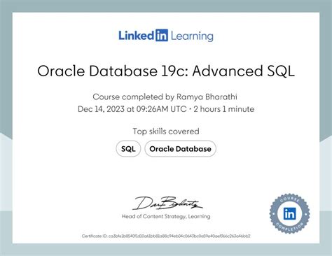 ramya bharathi on linkedin certificate of completion