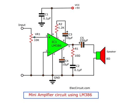 Lm386 Bass Circuit Diagram Lm386 Audio Amplifier Circuit Dia