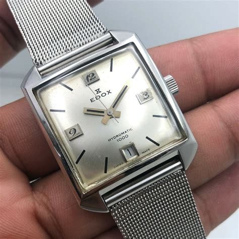 Vintage Edox Hydramatic 1000 Date 31mm Swiss Made Mens Wrist Watch