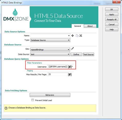 html5 data bindings extensions dmxzone