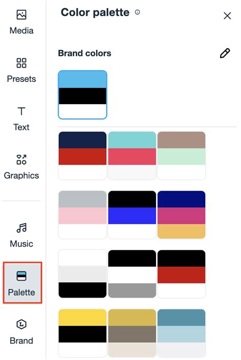 how do i select a color palette for my video in the create editor