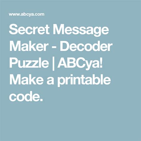 secret message generator printable