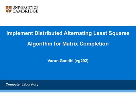 Ppt Implement Distributed Alternating Least Squares Algorithm For
