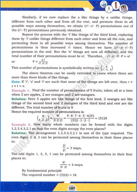 Adamjee Coaching Permutation Combination And Probability Unit Maths Class Th Text Book