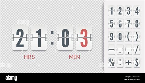 White Analog Countdown Number Font Flip Numbers And Symbols Font For