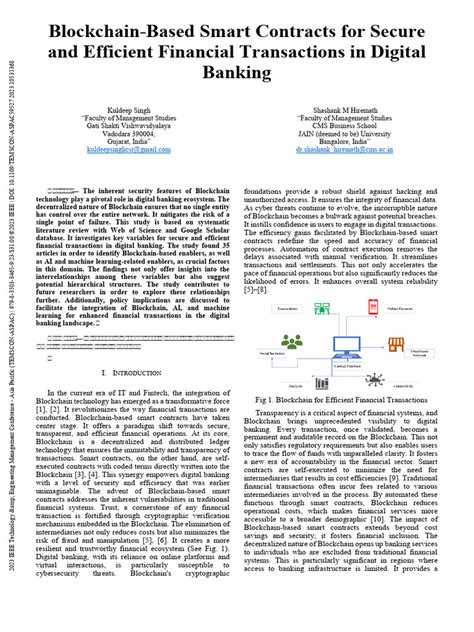 Blockchain Based Smart Contracts For Secure And Efficient Financial Transactions In Digital