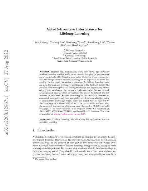 Anti Retroactive Interference For Lifelong Learning Deepai