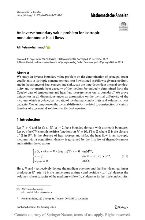 An Inverse Boundary Value Problem For Isotropic Nonautonomous Heat Flows Request Pdf