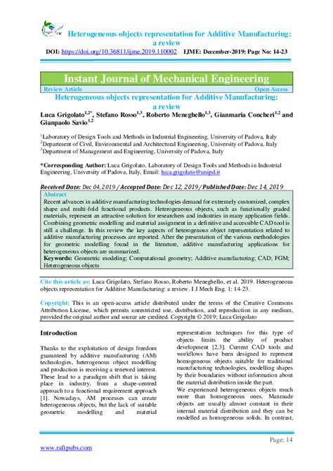 Pdf Heterogeneous Objects Representation For Additive Manufacturing A Review