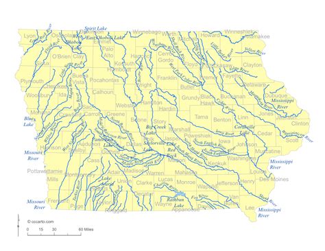 Iowa State Waters Map Lakes And Rivers