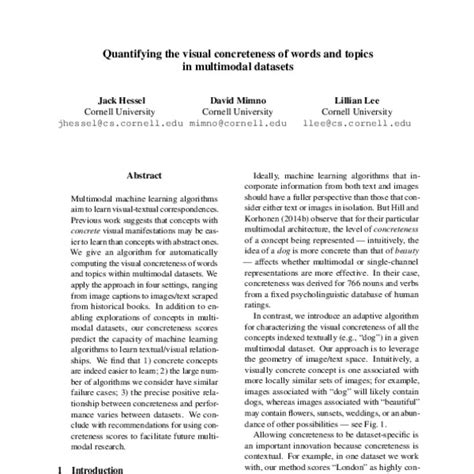 quantifying the visual concreteness of words and topics in multimodal datasets acl anthology