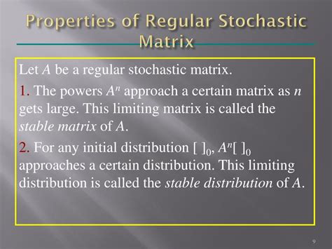 Ppt 82 Regular Stochastic Matrices Powerpoint Presentation Free Download Id2520540