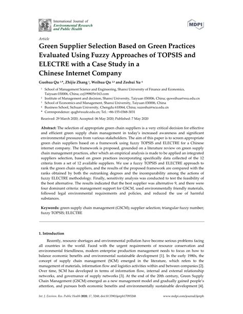 Pdf Green Supplier Selection Based On Green Practices Evaluated Using Fuzzy Approaches Of