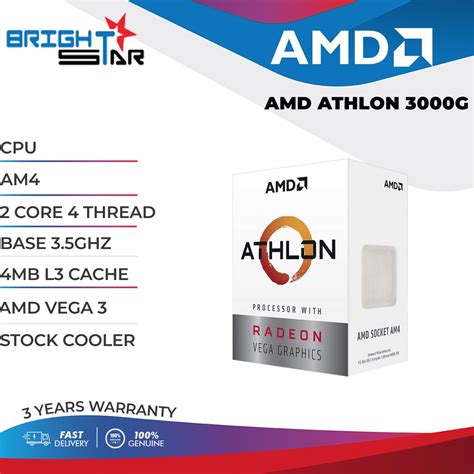 Cpu Amd Athlon G Am Core Thread Base Ghz Mb L Cache Amd Vega Stock