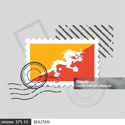 부탄 플래그 우표 회색 포스트 스탬프 배경에서 격리된 벡터 그림과 지정은 벡터 Eps10입니다 0명에 대한 스톡 벡터 아트 및 기타 이미지 Istock