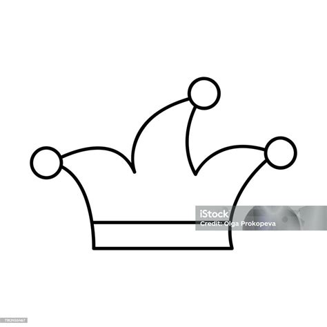 흰색 배경에 격리 된 윤곽선 스타일의 Jester의 캡 아이콘입니다 모자 기호 스톡 벡터 일러스트레이션입니다 아이콘에 대한 스톡 벡터 아트 및 기타 이미지 Istock