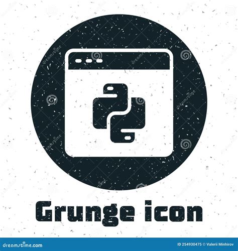 Grunge Python Programming Language Icon Isolated On White Background