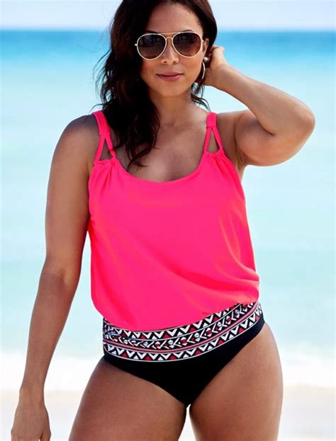 Plus Size Salsa Loop Strap Blouson Tankini