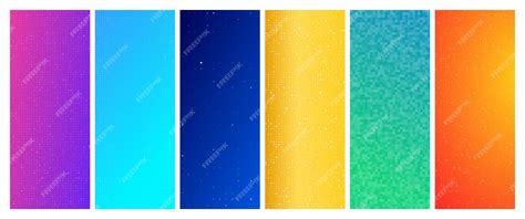 Premium Vector Set Of Six Abstract Gradient Geometric Backgrounds With Squares Pixel