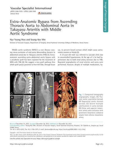 Pdf Extra Anatomic Bypass From Ascending Thoracic Aorta To Abdominal Aorta In Takayasu