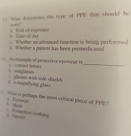 Solved What Determines The Type Of PPE That Should Be Chegg Com