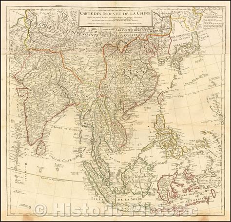 Historic Map Carte Des Indes Et De La Chine Dressee Sur Plusieurs Re