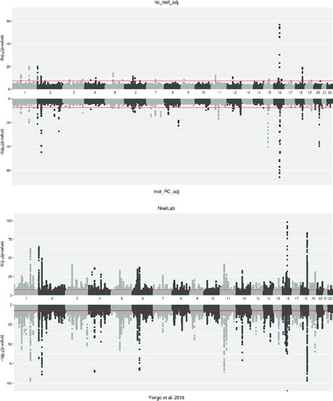 Manhattan Plots For Bmi Gwas Results Top 2 The Standard Gwas And