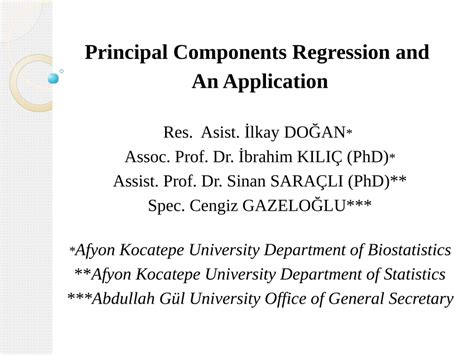 Pdf Principal Components Regression And An Application