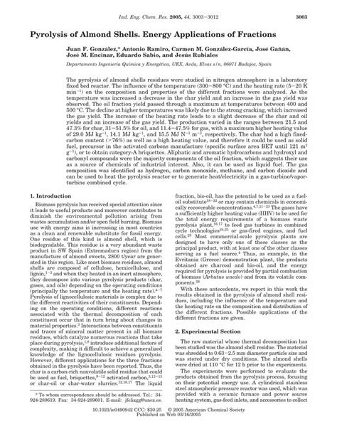 Pdf Pyrolysis Of Almond Shells Energy Applications Of Fractions Dokumen Tips