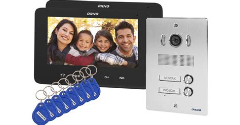 Orno 2 Family Handsfree Video Intercom Set Colour LCD 7 With Proximity Key Fob Reader Flush