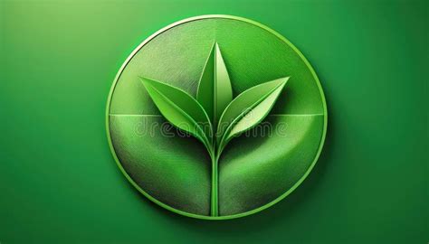 Abstract Green Leaf Emblem On Circular Background Stock Illustration