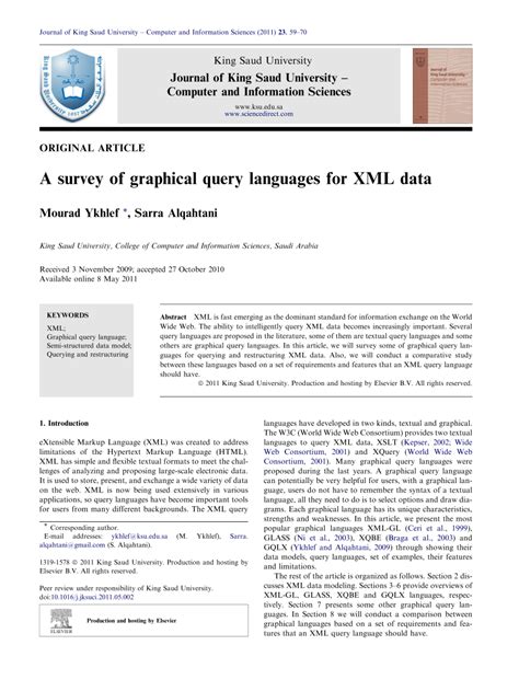 pdf a survey of graphical query languages for xml data
