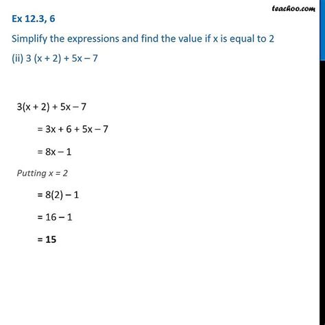 Ex 12 3 6 Simplify Expressions And Find Value If X Is Equal To 2