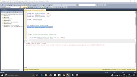 Identity Column In Sql Server Youtube