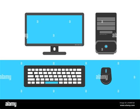 Computer Desktop Monitor Keyboard Mouse On A Desk Vector Illustration Stock Vector Image Art